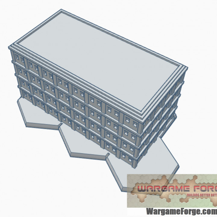 3D Printable Modern Building 5 with Hex Base MHB005 by Wargame Forge