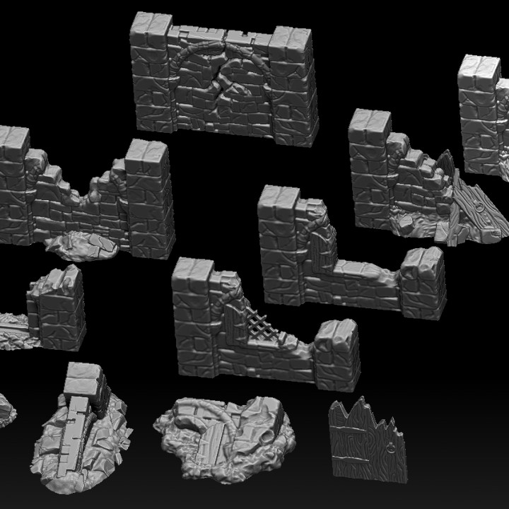 3D Printable Rubble stone wall set - Support less by Behold'ur Craft