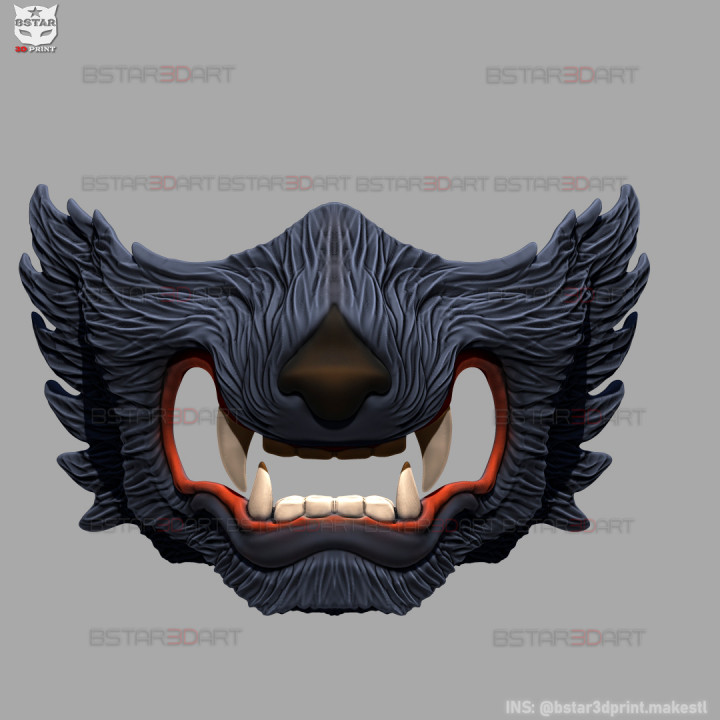 3D Printable Wolf Face Mask - High Quality Details by 3DpropsDesigns