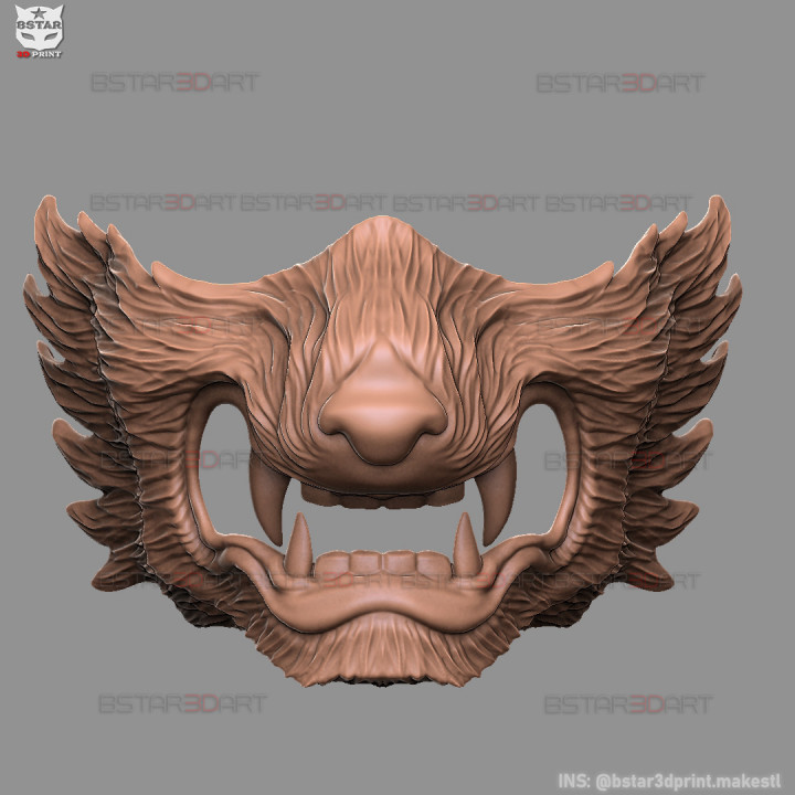 3D Printable Wolf Face Mask - High Quality Details by 3DpropsDesigns