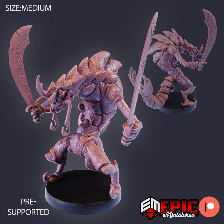 3D Printable Shrimp Folk Dual Sword / Water Humanoid / Sea Creature ...