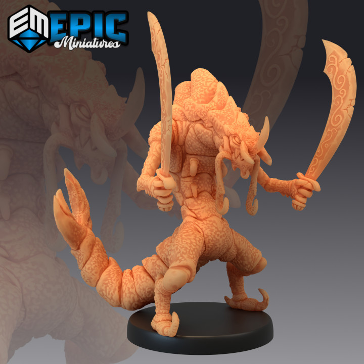 3D Printable Shrimp Folk Dual Sword / Water Humanoid / Sea Creature ...