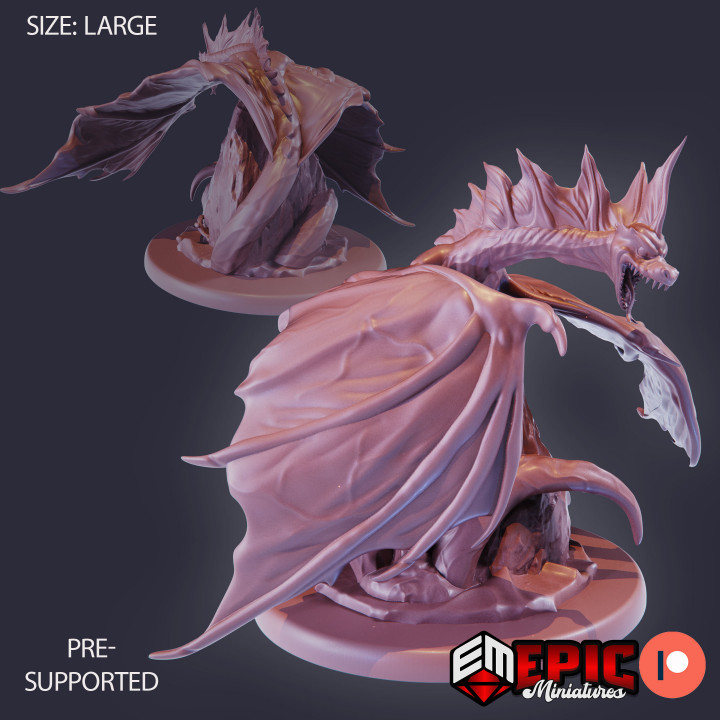 3D Printable Winged Sea Serpent Angry / Ocean Creature / Water ...