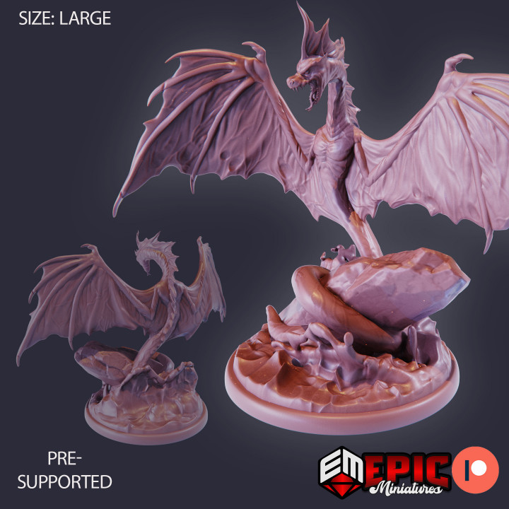 3D Printable Winged Sea Serpent Set / Ocean Creature / Water Encounter ...