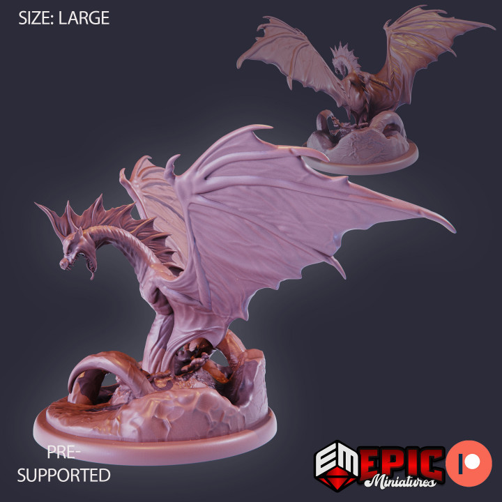 3D Printable Winged Sea Serpent Set / Ocean Creature / Water Encounter ...