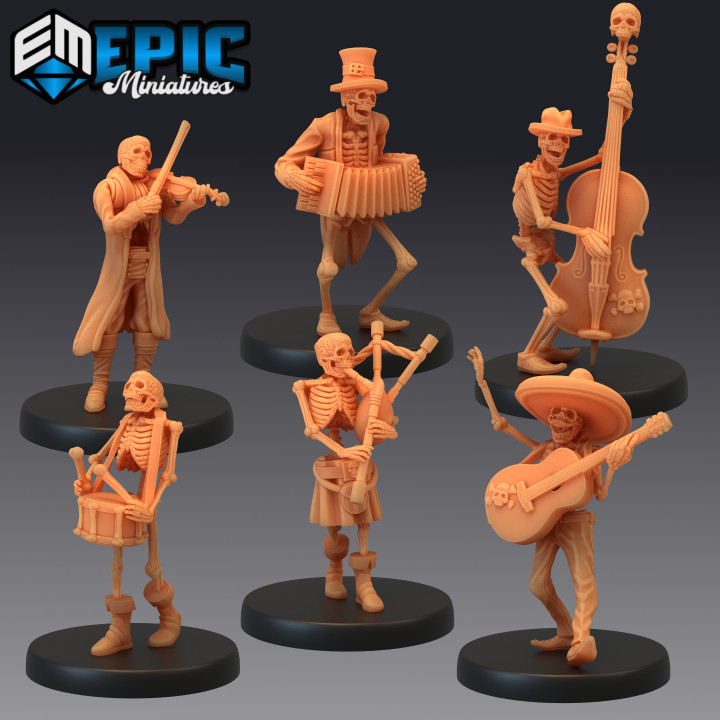 3D Printable Skeleton Musician Set / Undead Music Performer Band by ...