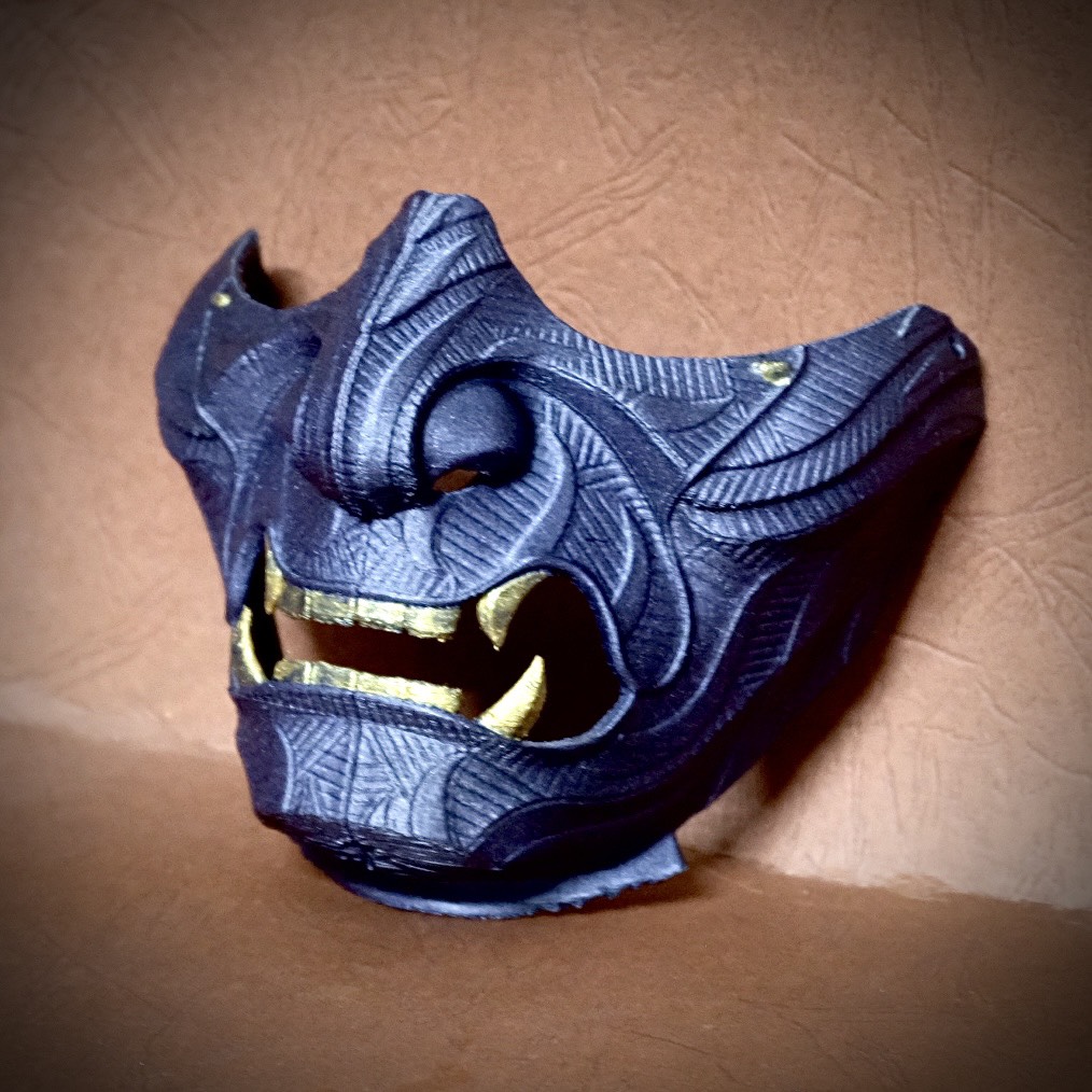3D Printable Japanese Mask - Hannya Ghost Mask Patterned - High Quality ...