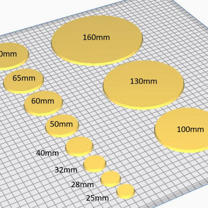 3D Printable Miniature Wargaming Bases (hollow) by FirstyB