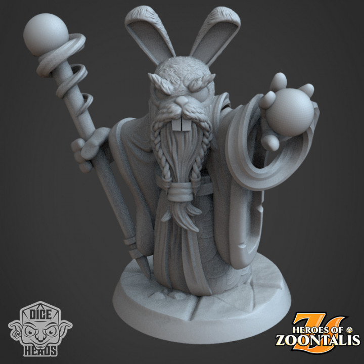 3D Printable Wizard Rabbit (pre-supported included) by Dice Heads