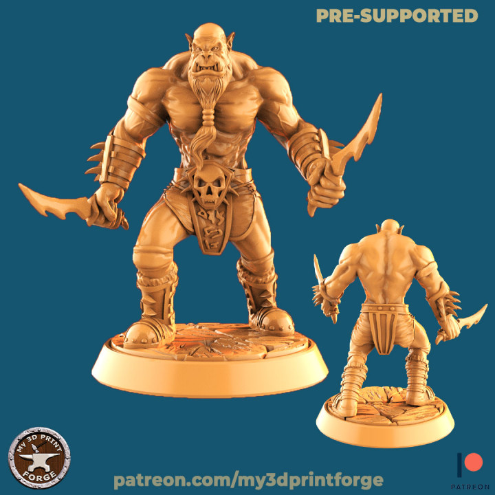 3D Printable Orc Rogue with two daggers by My3DPrintForge