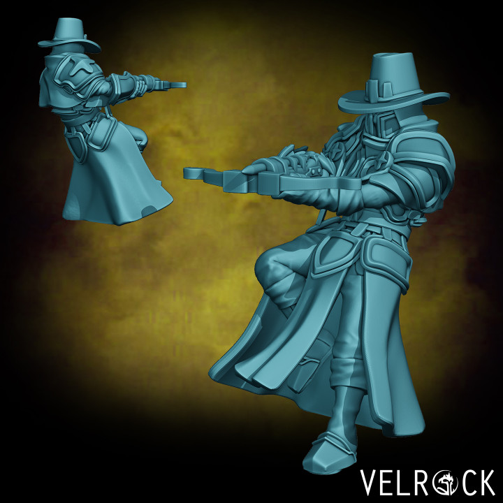 3D Printable Witch Hunter Cleric with Crossbow and Rifle (Male ...