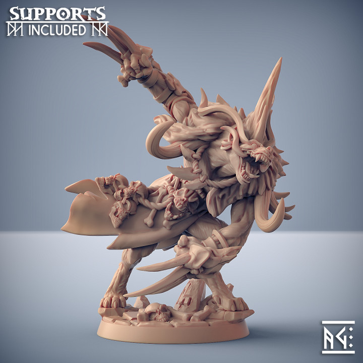 3D Printable Shargat Skulldancer - Bonegnasher Gnolls Hero by Artisan Guild