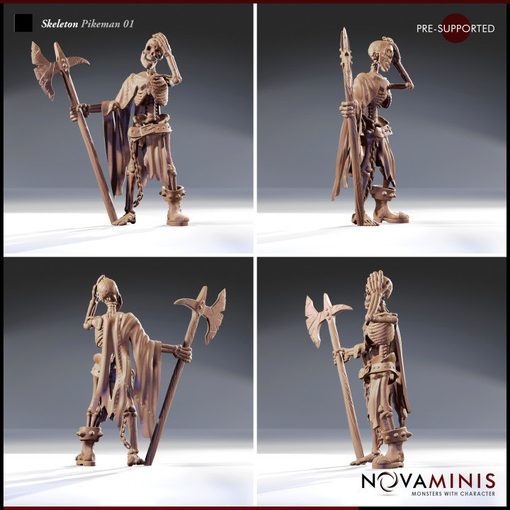 3D Printable Skeleton Pikeman 01 by NOVAMINIS