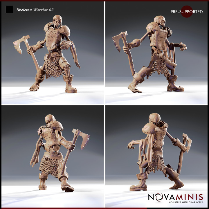 3D Printable Skeleton Warrior 02 by NovaMinis