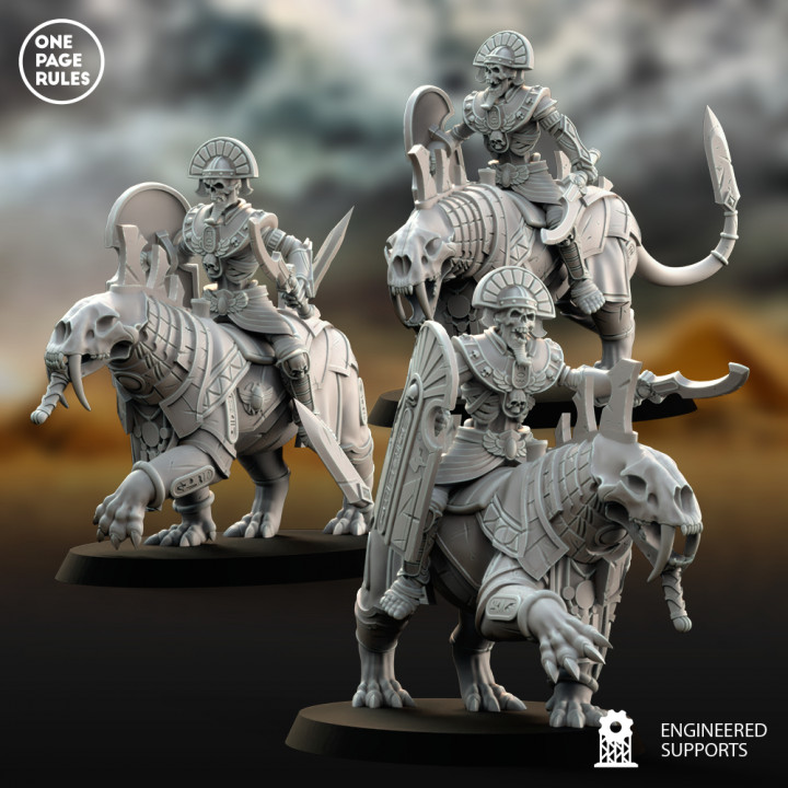 3D Printable Skeleton Beast Riders - Mummified Undead by One Page Rules