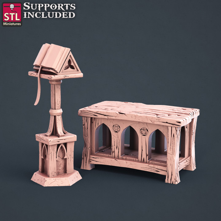 3D Printable Abbey Monk Book Table by STL Miniatures