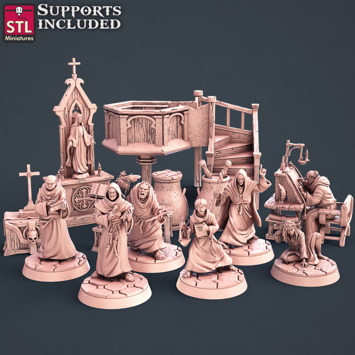 3D Printable Abbey Monks Set by STL Miniatures
