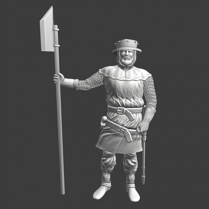 3D Printable Medieval city guard/camp guard by Northern Crusades Miniatures
