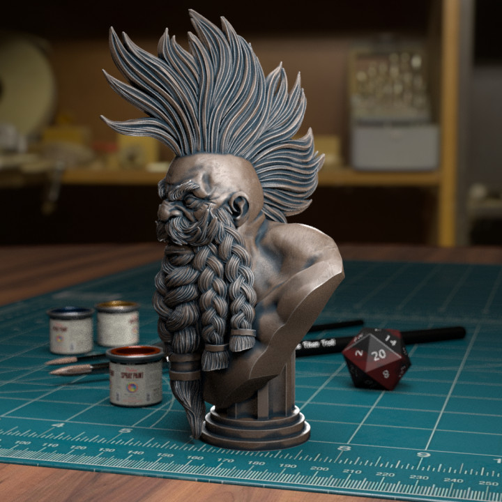 3D Printable Dwarf Mohawk Bust [Pre-Supported] by TytanTroll Miniatures