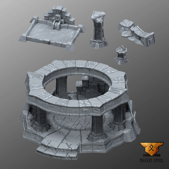 3D Printable Forgotten Temple - Temple, columns and assets by Makers Anvil