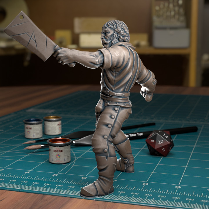3D Printable Bill The Butcher [Pre-Supported] by TytanTroll Miniatures