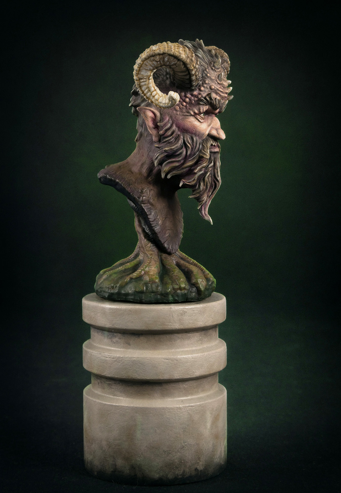 3D Printable Faun Bust by Claydemon Miniatures