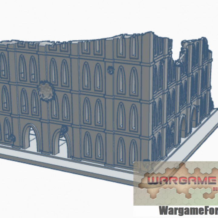 3D Printable Gothic Ruined Building Corner GR103 by Wargame Forge
