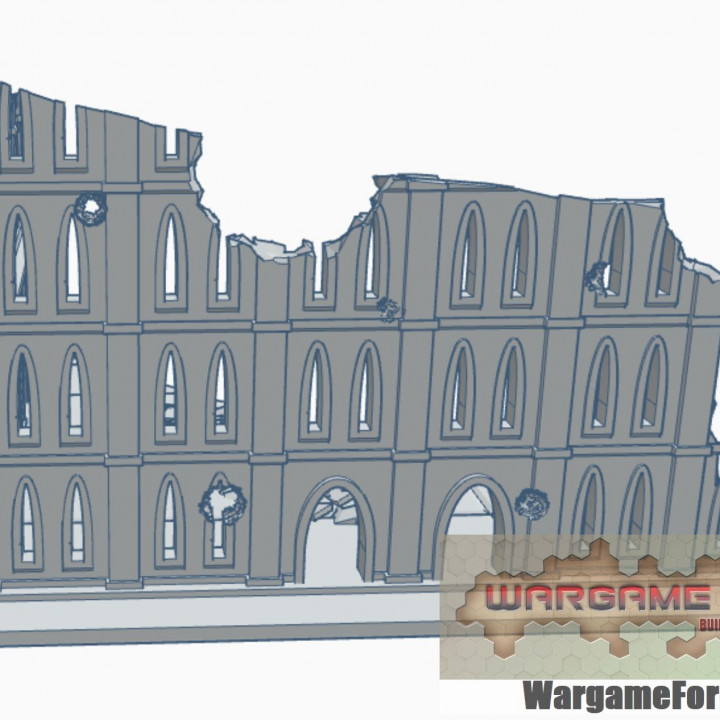 3D Printable Gothic Ruined Building Corner GR103 by Wargame Forge