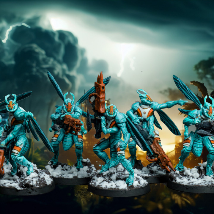 3D Printable HL20X – Greater God – 5x Vespid Models by HeresyLab