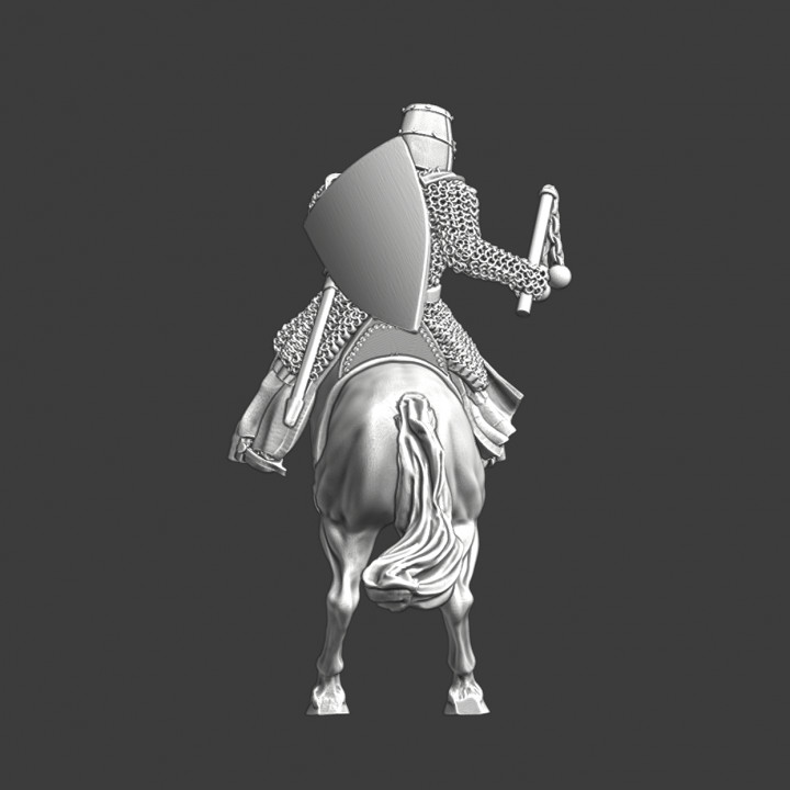 3D Printable Mounted knight with flail by Northern Crusades Miniatures