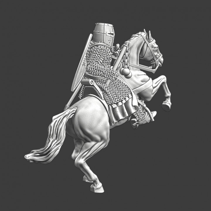3D Printable Mounted knight with flail by Northern Crusades Miniatures