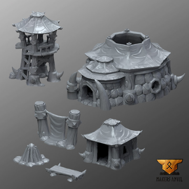 3D Printable Orc Camp - Buildings by Makers Anvil