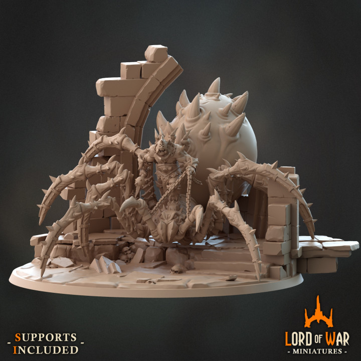 3D Printable Orc Lord Spider Mount (Presupported) by Lord of War Miniatures