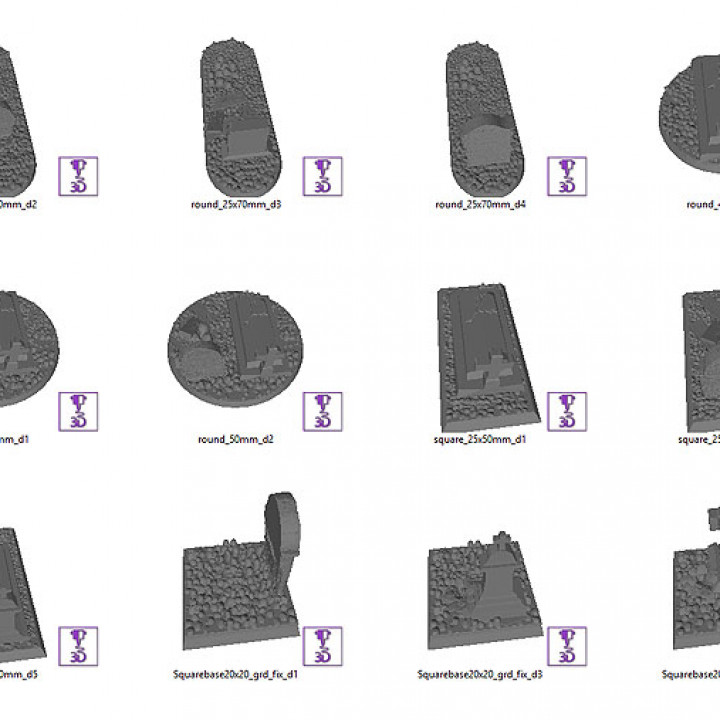 3D Printable miniatures Base Set "Graveyard" (STL Files) by 3D-Printfiles