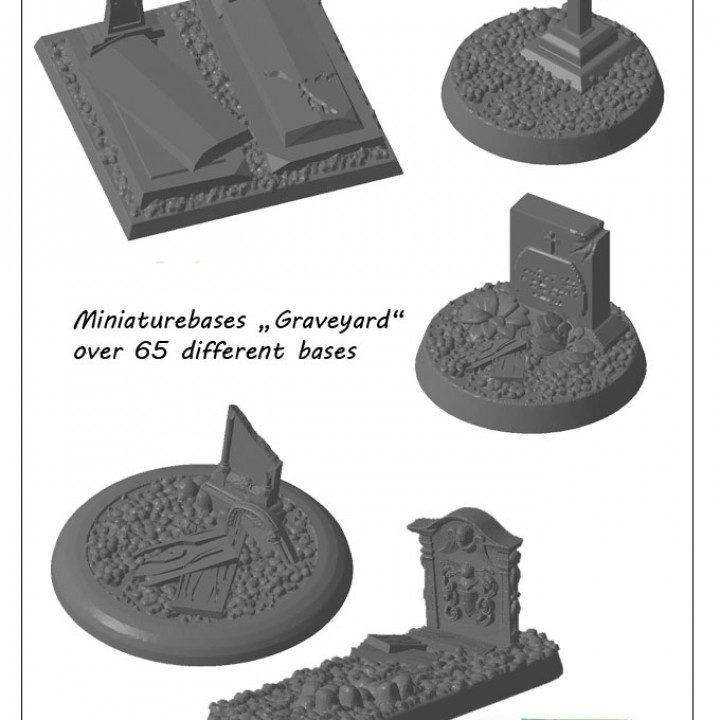 3D Printable miniatures Base Set "Graveyard" (STL Files) by 3D-Printfiles