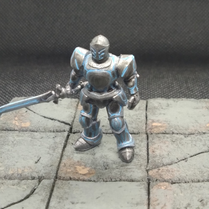 3D Printable Rune Plate Knight, Pose A; Miniature by LostPage