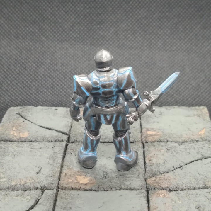 3D Printable Rune Plate Knight, Pose A; Miniature by LostPage