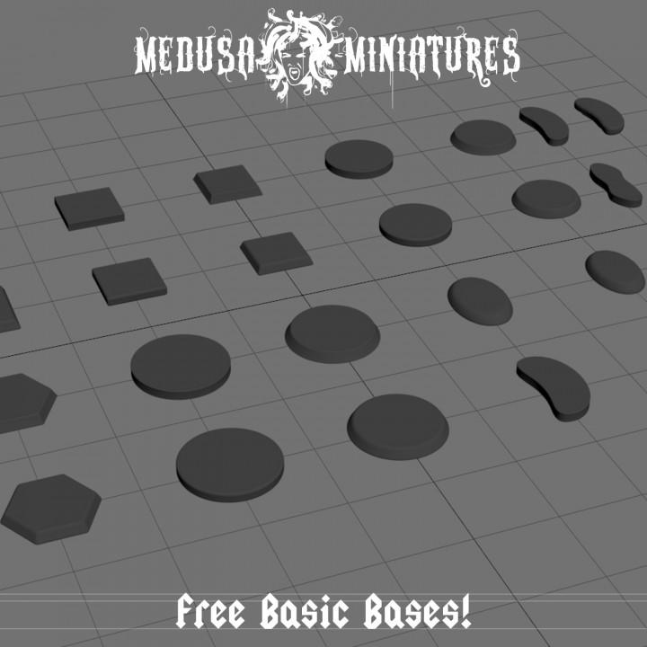 3D Printable Basic Bases 20mm - 30mm by Medusa Miniatures
