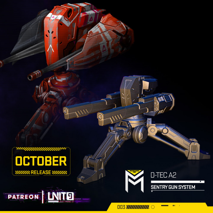 3D Printable Cyberpunk - D-TEC A1 / A2 - sentry gun by UNIT9