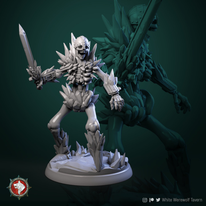 3D Printable Ice Skeletons set 4 miniatures 32mm pre-supported by White ...