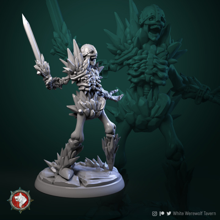 3D Printable Ice Skeletons set 4 miniatures 32mm pre-supported by White ...
