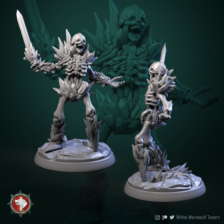 3D Printable Ice Skeletons set 4 miniatures 32mm pre-supported by White ...