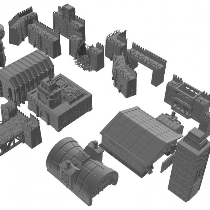3D Printable Sci-Fi Fortress Set over 30 pcs (STL) by 3D-Printfiles