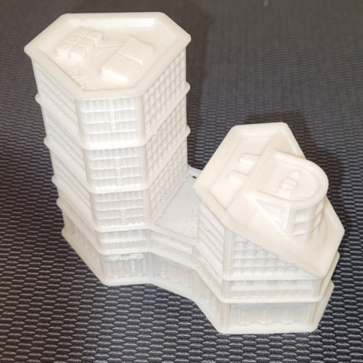 3D Printable 6mm Scale 1:285 Futuristic Buildings by Steampunk Arena