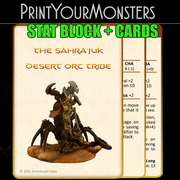 Téléchargement DESERT ORCS-STAT BLOCK + CARDS par PrintYourMonsters