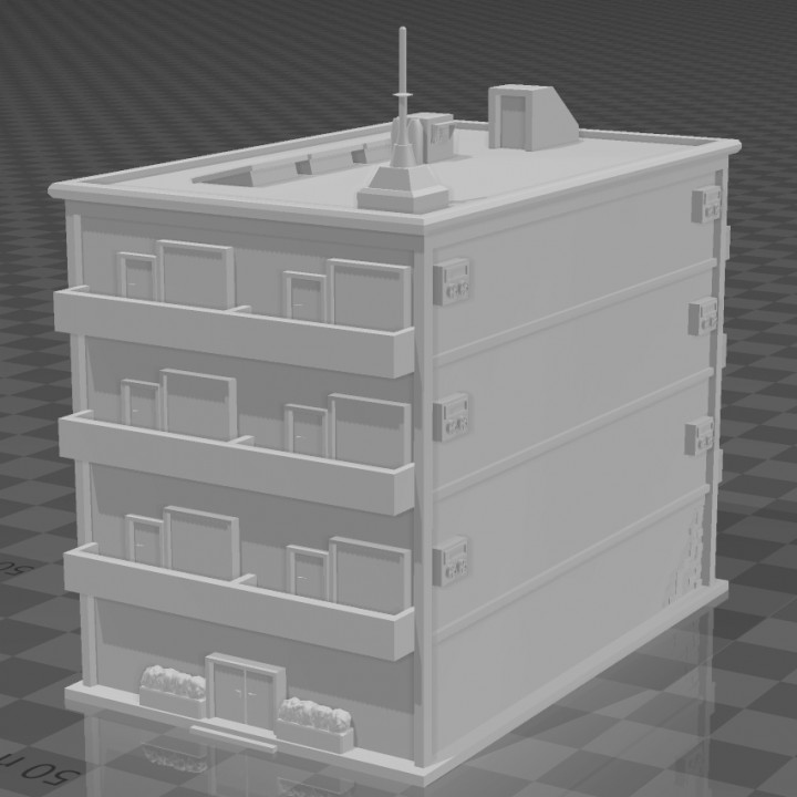 3D Printable 6mm Scale Apartment Building. by Finnian