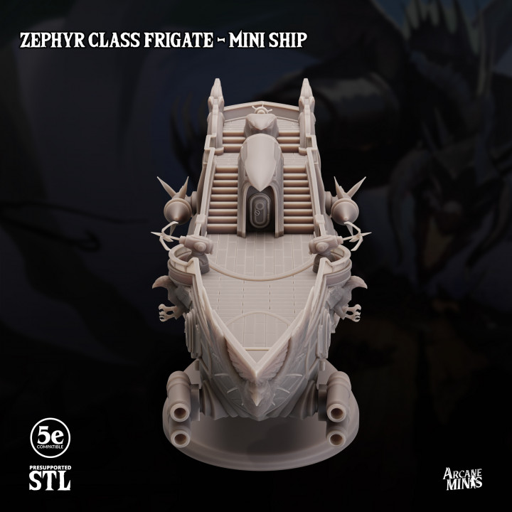 3D Printable Zephyr Assault Frigate - Mini Ship by Sordane Publishing