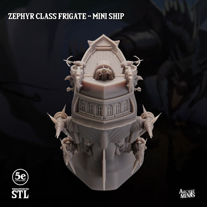 3D Printable Zephyr Assault Frigate - Mini Ship by Sordane Publishing