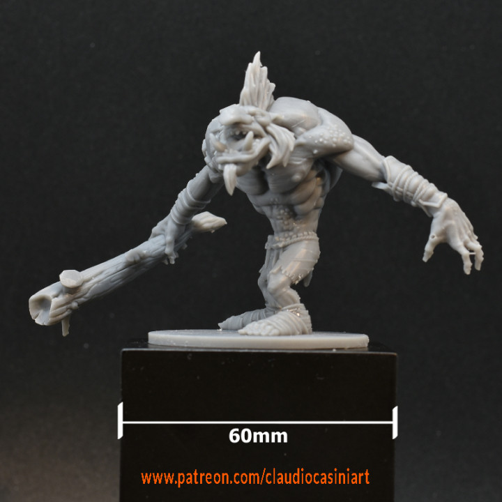 3D Printable (L 0002) Male wild Troll with club and axe (Large) by ...