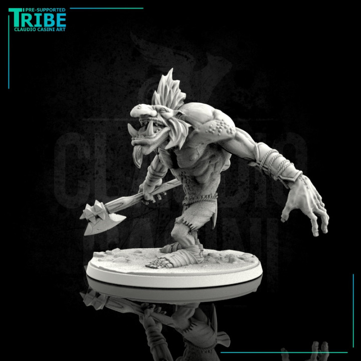 3D Printable (L 0002) Male wild Troll with club and axe (Large) by ...